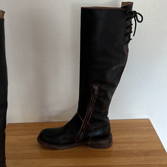 Bed Stu | Shoes | Bed Stu Cobbler Series Black With Red Trim Tall Lace ...